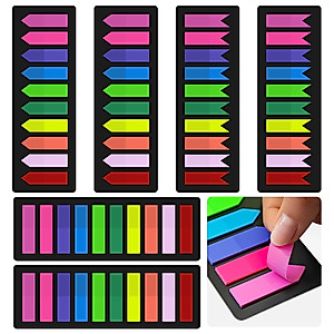 1200 Pieces Page Markers Sticky Index Tabs, Arrow Flag Tabs Colored Sticky Notes for Page Marker Bookmarks [10 Primary Colors, 3 Designs] Sticks Securely, Removes Cleanly