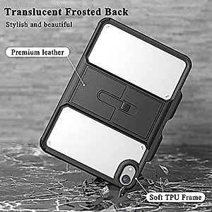 Soke New iPad Mini 6th Generation 2021 Case with Pencil Holder-[Full-Body Protection + 2nd Gen Apple Pencil Charging +Two Viewing Angles],Translucent Frosted Back Cover for iPad Mini 6 8.3 Inch(Black)