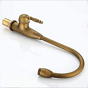 Bathtub Faucet Antique Brass Kitchen Faucet Retro Brushed Kitchen Water Tap 360 Degree Rotation Sink Tap Single Lever Mixer Tap Kitchen Sink Faucet Made of Brass