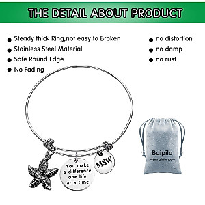 Social Worker Gift Starfish Jewelry for MSW Women Graduation Gift Appreciation Gift Jewelry Starfish Bracelet Christmas Gift Thank You Gift for Volunteer