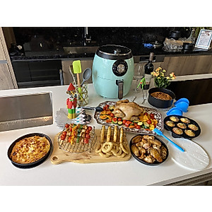 CAXXA 15 PCS 8 Inch XL Air Fryer Accessories, Deep Fryer Accessories with Recipe Cookbook Compatible with Growise Phillips Cozyna Fits All 4.2QT - 5.8QT Air Fryer