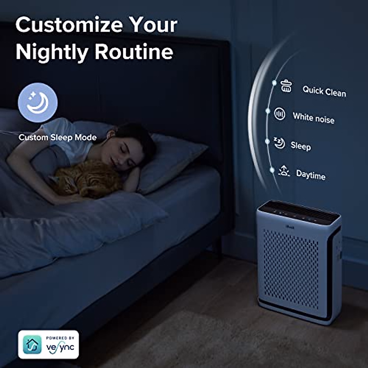LEVOIT Air Purifiers for Home Large Room Bedroom Up to 1110 Ft² with Air Quality and Light Sensors, Smart WiFi, Washable Filters, HEPA Filter Captures Pet Hair, Allergies, Dust, Smoke, Vital 100S