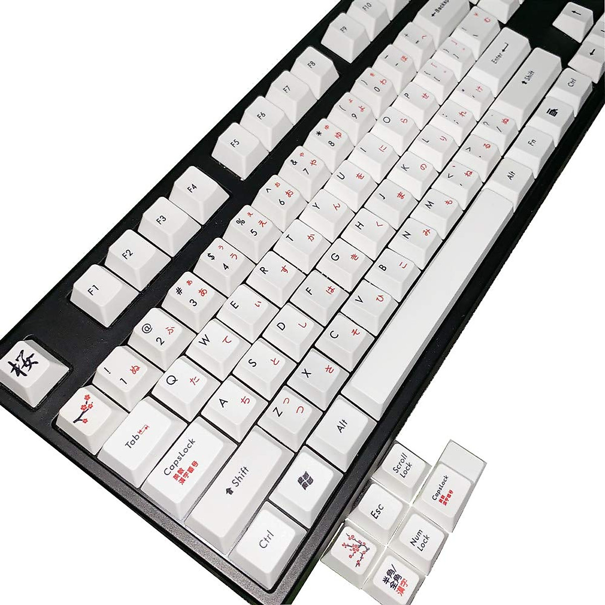 104 Keys Sakura Japanese Cherry Profile PBT Keycaps Top Printed Dye Sublimation Switch ANSI Layout for Cherry RGB MX Mechanical Keyboard Gaming Replace