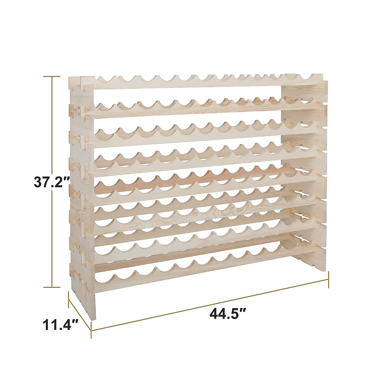 Smartxchoices Stackable Modular Wine Rack 96 Bottle Wooden Wine Storage Rack Freestanding Wine Holder Display Shelves, Wobble-Free, Solid Wood, (Eight-Tier, 96 Bottle Capacity)