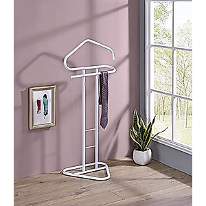 Pilaster Designs Traditional Fairview Suit & Tie Valet Stand Clothing Organizer Rack, White Metal