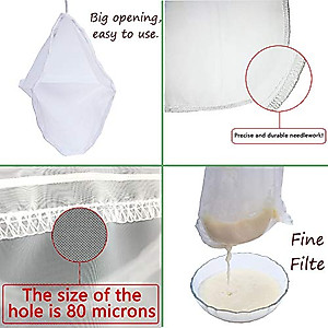 2 Pack - 80 Micron Nut Milk Bag - 12X12 Inches - Multiple Usage Reusable Food Strainer, Cold Brew Coffee Bag, Food Grade Nylon Mesh, BPA-Free, Cheesecloth Bag, Yogurt Strainer, Juice Filter