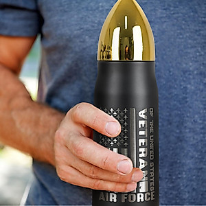 qchdln 17 OZ Veteran Bullet Tumbler with Lid - Ideal Gifts for Men Father's Day, Birthday, Veterans Day, Christmas - Perfect for Air Force, Navy, Army, Military & Veterans Cup