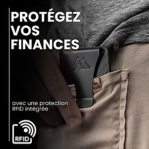 Mountain Voyage Co Minimalist Wallet for Men & Women - Slim RFID Wallet, Scratch Resistant, Credit Card Holder & Money Clip, Easily Removable Money & Cards, (Matte Carbon Fiber)