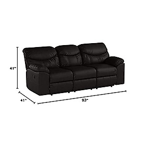 Signature Design by Ashley Boxberg Oversized Faux Leather Manual Pull Tab Reclining Sofa, Dark Brown