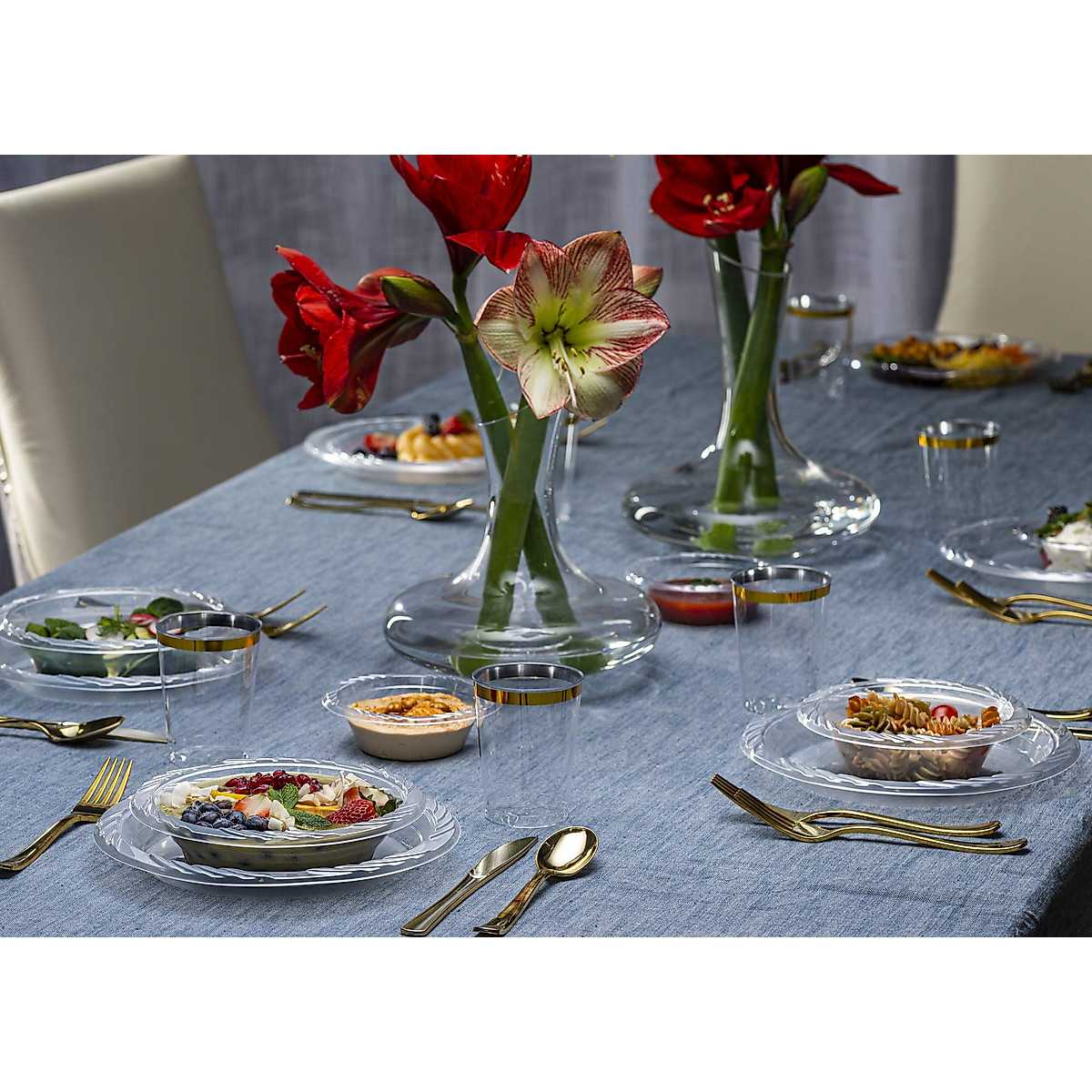 PLASTICPRO 10'' inch Premium Crystal Clear Disposable Plastic Dinnerware Party Plate Pack of 40