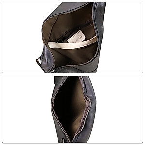 LRTO Genuine Leather Sling Bag Crossbody Motorcycle Bag Handmade Chest Bag Hiking Daypack Retro Shoulder Backpack Vintage (Darkgrey)