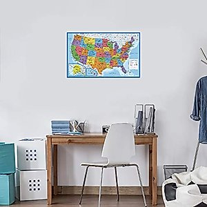 2 Pack - Laminated World Map Poster & USA Map Set - Equal Earth world map design shows continents at true relative size - US Map 18” x 29”