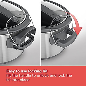 BLACK+DECKER SCD1007 7 Quart Programmable Slow Cooker with Digital Timer, Portable with Locking Lid, Stainless Steel