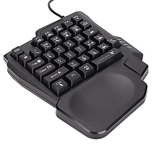 One Handed Gaming Keyboard, Waterproof Black 35 Keys Gaming Keyboard for Mobile Games for Computer