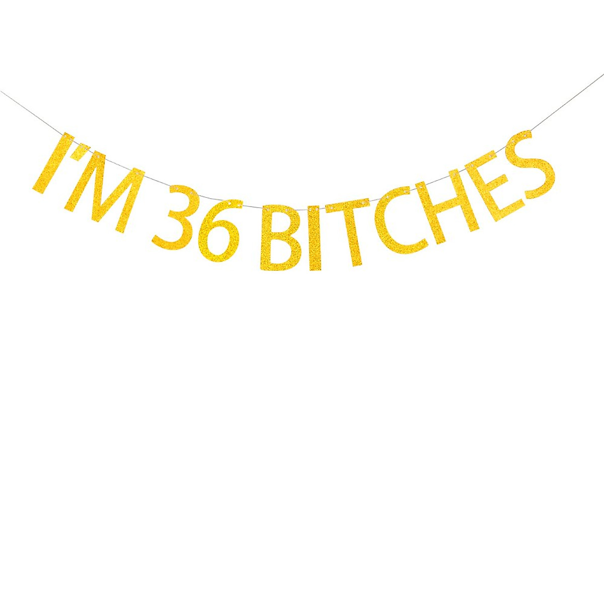 Minhero I 'm 36 Bitches Banner 36th Birthday Banner Party Decoration&Supplies.Gold Banner