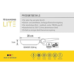 Woll Diamond Plus Nonstick Fry Pan with Detachable Handle, 8-Inch