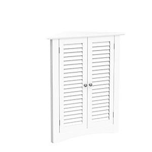 Tangkula Bathroom Corner Cabinet, Storage Cabinet w/Double Shutter Doors & Adjustable Shelf, Freestanding Floor Cabinet for Bathroom Living Room, 13 x 25.5 x 31.5 Inch (White)