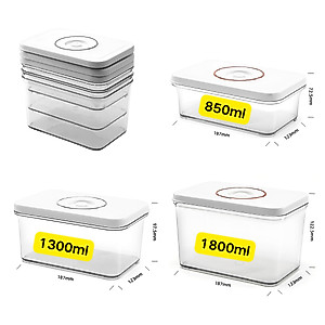 ZKIRON FreshLock Food Storage Containers & Vacuum Sealer Machine Starter Set, 3-piece Container with Sealer - Smart One-Touch Vacuum Preservation, Leak-proof, Anti-Oxidation, 3 Sizes.