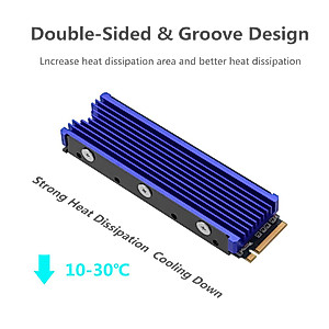 NVMe Heatsinks for M.2 2280mm SSD Double-Sided Cooling Design（Blue）