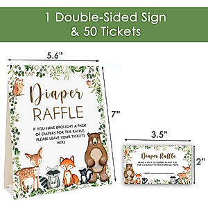 Yuzioey Woodland Greeting Card - Diaper Raffle Tickets and Sign, Woodland Forest Baby Shower Game, Gender Neutral