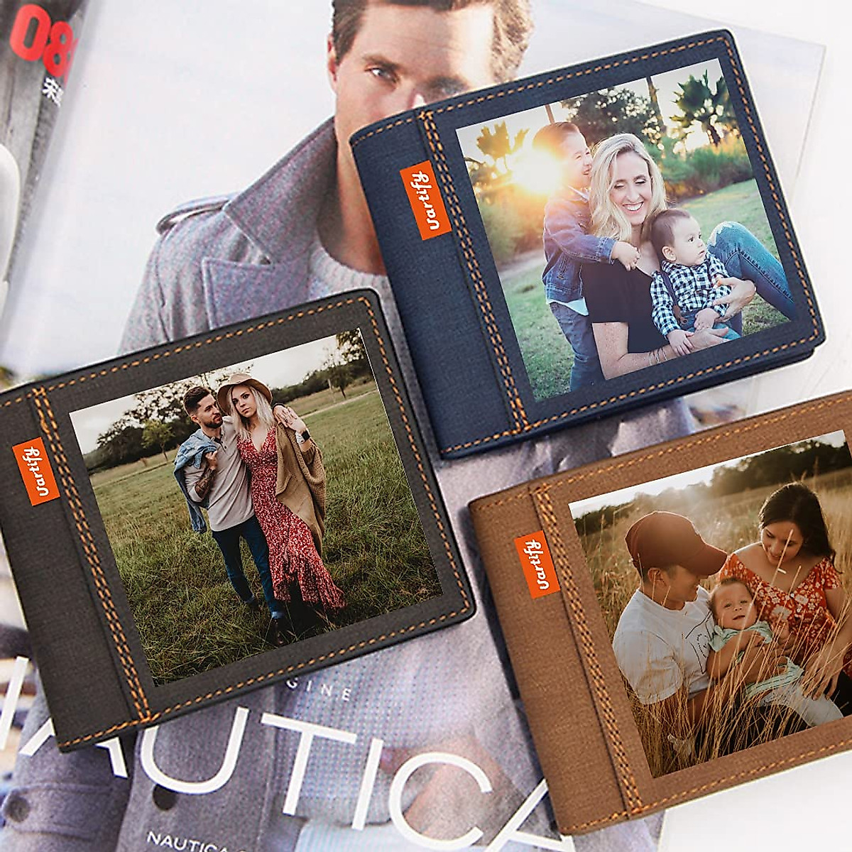 WOWTIFY Custom Photo Wallet Personalized Leather Picture Wallet for Men Father