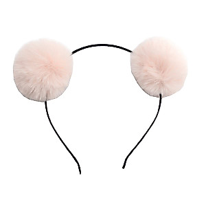 Sheliky 4Pcs Headband Bear Ears Furry Ball Hair Band Halloween Christmas Party Prom Cosplay Accessory for Women Girls (PACK A)