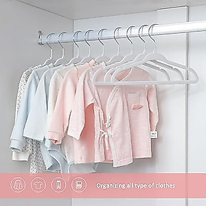 ManGotree Childrens Velvet Clothes Hangers, Baby Kids Hangers for Clothes Space Saving Non-Slip 15Pack (White)