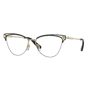 Versace VE 1280 1433 Gold/Black Metal Cat-Eye Eyeglasses 53mm