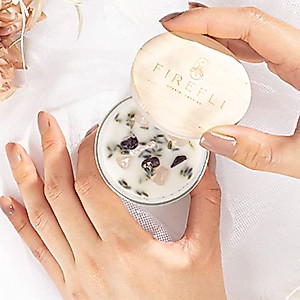 Firefli Crystal Candles 3-Piece Crystal Candle Set with Wood Lids & Dried Flowers | Candles Gifts for Women | 3.5oz Manifestation Candles with Crystals Inside | Soy Wax Scented Luxury Candles