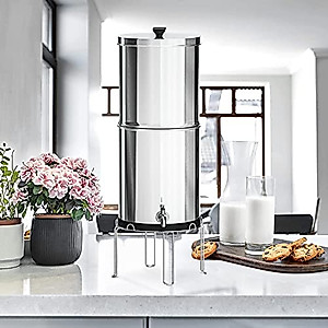 Ginkin Gravity-fed Water Filter System,with 2 Purification Filters for Home Camping Travel Outdoor Activities Emergencies,2.25-Gallon Stainless-Steel Countertop System with Stand