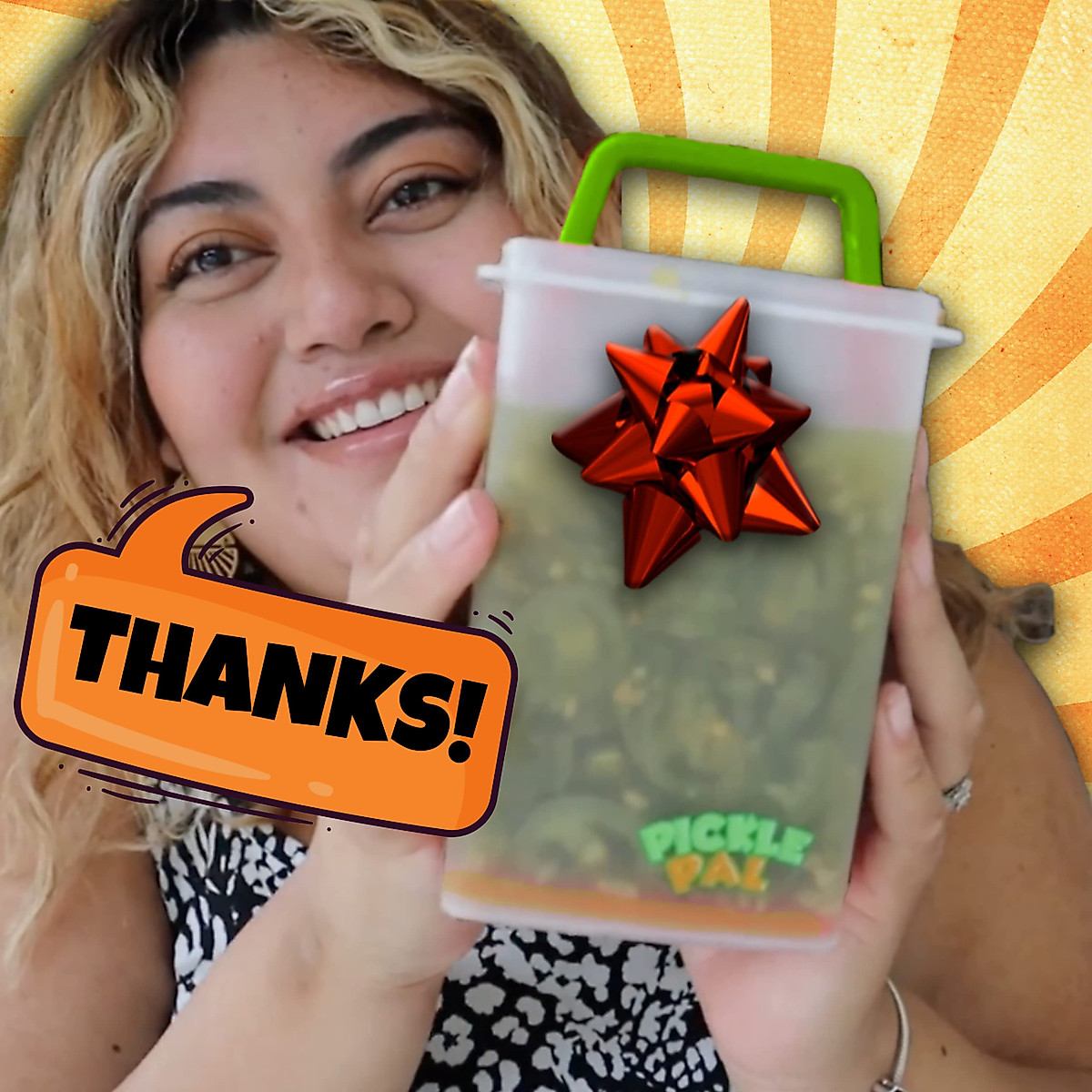 Pickle Pal Pickle Container with Strainer | Jalapeno Container with Pickle Grabber | Pickle Jar with Strainer Flip for Olives, Fruit, Veggie Containers | Pickle Holder 40 oz | Chamoy Pickle Kit