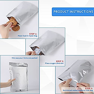 100 Packs Reusable Mylar Bags with Oxygen Absorber 1 Gallon( 9.44 Mil,10"x14" 6"x9" 4.3"x6.3" ) Mylar Bags for food storage for Grains, Wheat, Rice, Legumes, Meat Long Term Food Storage Home Organization