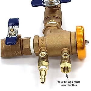 Industrial Style Plug to Male NPT Fittings | Adapters to Winterize Blow out Backflow Preventer and Pressure Vacuum Breaker (PVB) for Sprinkler Systems (Solid Lead-Free Brass)