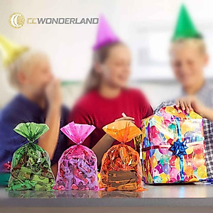 Red Clear Cello Bags Candy Plastic Favor Cellophane Treat Bags,Pack of 50