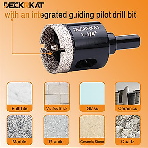 1-1/4 Inch Diamond Hole-Saw Bits with Pilot Drill Bit - 2pc 1-1/4" Diamond Tipped Tile Hole Saws with Guiding Bit Accurate Drilling for Porcelain Tile Ceramic Pottery Granite Stone Glass Bottles 32mm