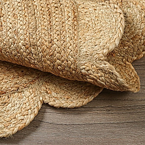 RIANGI Jute Rug 1.5 X 3 Feet - Natural Fiber Braided Rugs, Half Circle Boho Kitchen Rug, Bathroom, and Entryway - Indoor Rugs for Entryway, Small Boho Area Entry Rugs, Scalloped Rug 1.5x3 Ft