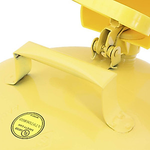 Eagle 5 Gallon Type I Yellow Safety Gas Can for Diesel with Flame Arrester, Self-Closing Lid, and F-15 Funnel, Made in the USA, Galvanized Steel Flammable Storage Can, UI50FSY