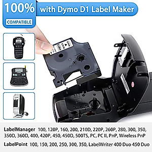 6-Pack Dymo D1 Label Tape Compatible for DYMO 45013 LabelManager 160 280 210D 360D 420P Wireless PnP 220P 260P 450D 500TS 450DUO Label Maker11