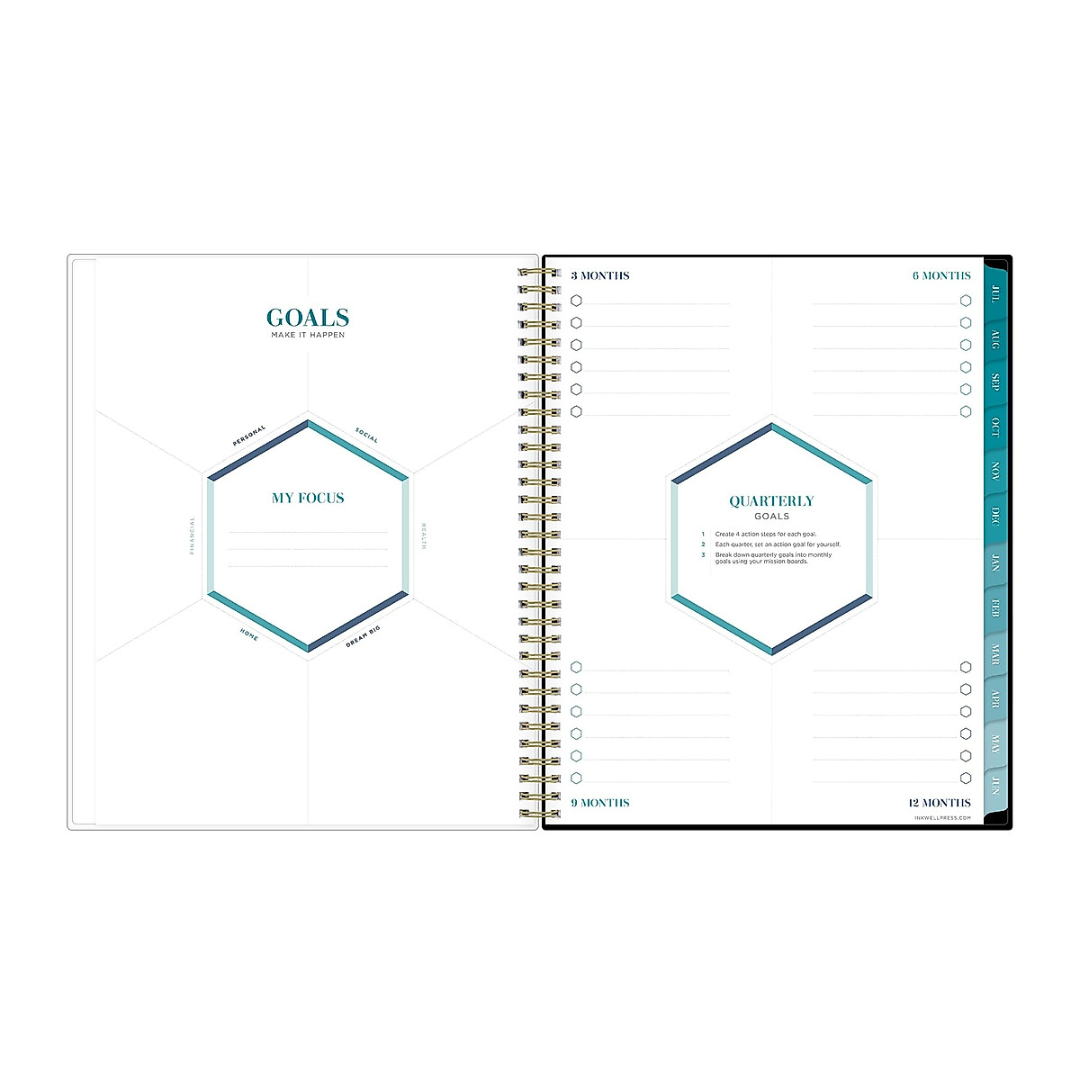 2023-2024 Blue Sky™ Inkwell Press Windblown CYO Horizontal Flex Weekly/Monthly Academic Planning Calendar, 8-1/2" x 11", Charcoal, July 2023 to June 2024, 142397