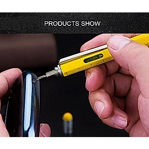 Multi-word 6 in 1 Multi Function Tool Ballpoint Pen with Ballpoint, Ruler, Screwdriver, A Flat Head, Touch-Screen Pen, Levelgauge (2PCS Yellow)