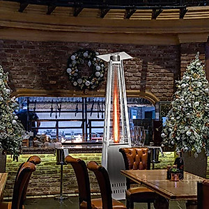 YOG Patio Propane Heaters, 46000 BTU Outdoor Garden Heater All Stainless Steel, Pyramid Glass Tube Propane Patio Heater,Decor for Party, BBQ, Bonfire, Campfire, Fireplaces (Pyramid Stainless Steel)