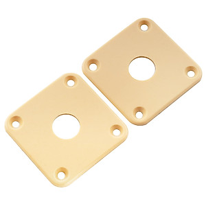 Musiclily Pro Plastic Curved Jack Plate Square Jackplates Compatible with USA Les Paul Epiphone Les Paul Guitar, Cream(Set of 2)