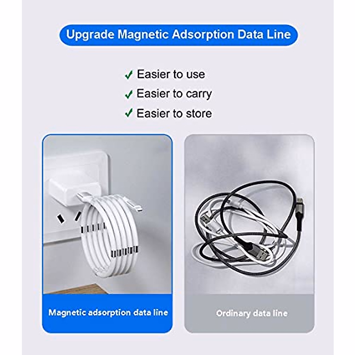 JJKKZVZ 2Pack Upgraded Magnetic USB C to USB C Fast Charging Cable (3ft 60W), Magnetic Charging Cable, USB 2.0 Type C Charging Data Transfer Cable with Soft Protective Tube for All USB C Devices