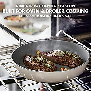 GreenPan GP5 Hard Anodized Healthy Ceramic Nonstick 14 Piece Cookware Pots and Pans Set,Heavy Gauge Scratch Resistant,Stay-Flat Surface, Induction, Mirror Finish Handle,Oven Safe,PFAS-Free,Taupe