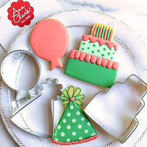 Birthday Cookie Cutters 3-Pc. Set Made in USA by Ann Clark, Birthday Cake, Birthday Hat, Balloon