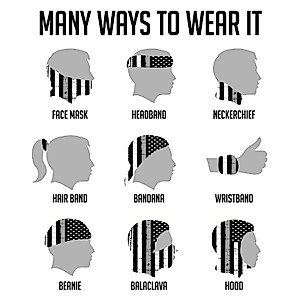 HSELOGI 4Pcs Men&Women Thin Silver Line Corrections Flag Magic Headwear Neck Gaiter Tube Scarf Headbands Bandana Balaclava for Outdoor Running Cycling Skating Work Out