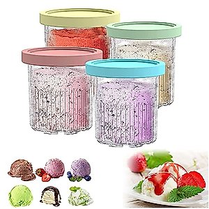 REMYS Creami Containers, for Ninja Creami Pints 4 Pack,24 OZ Creami Deluxe Pints Bpa-Free,Dishwasher Safe Compatible with NC500,NC501 Series Ice Cream Makers