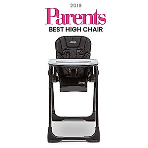 Jeep Classic Convertible 2-in-1 High Chair for Babies and Toddlers with Adjustable Height, Recline & Footrest - Dishwasher Safe Meal Tray, Midnight Black