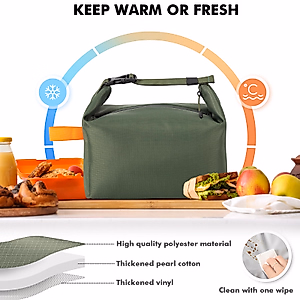 Lunch Bag for Women & Men Fresh Keep Lunch Box, Small Leakproof Cooler Bag Food Lunch Containers High Capacity Reusable Lunch Tote Bags for Work, Office, Picnic, Travel (Green)
