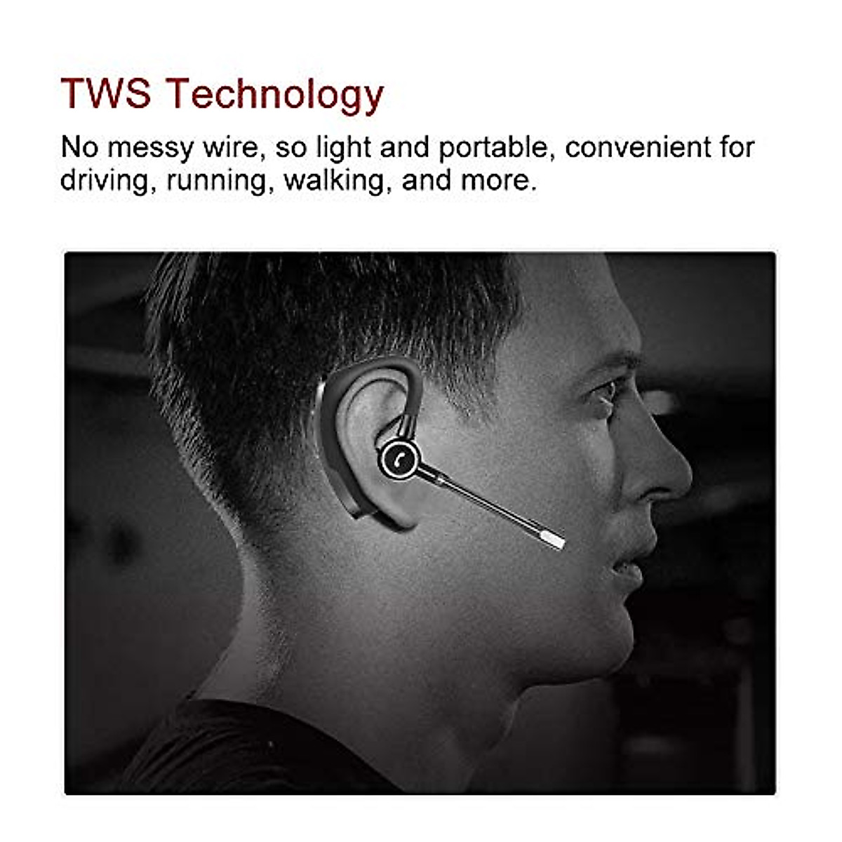 V8s Bluetooth Headset Car Wireless Earpiece Handsfree 120H Standby Time Business Style Bluetooth Earpiece Headphone Clear Voice Capture in-Ear Wireless Earbuds for Cellphone